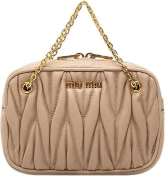 Miu Miu Pre-owned Matelass&eacute; Leather Jewelry Case - Femme - Pre-owned - Beige - Taille: ONE Size