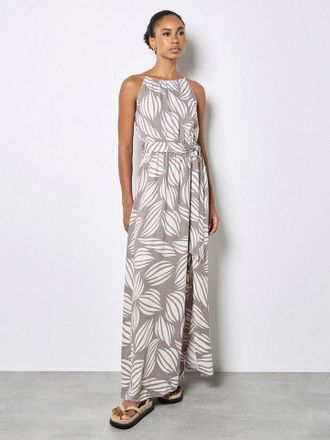 Apricot Maxikleid Maxikleid mit Muschelprint und hohem Kragen Druck