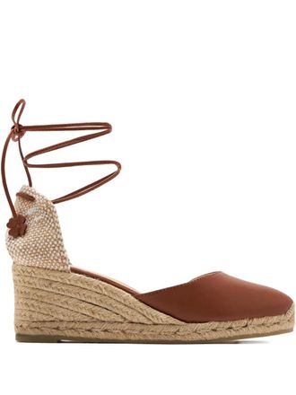 Castaner espadrilles Carina compensées à lacets 70 mm - Marron