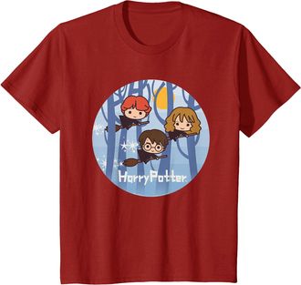 Harry Potter Chibi Trio Flying On Broomsticks T-Shirt