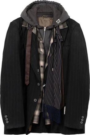 Miharayasuhiro Gestreiftes Sakko im Layering-Look - Schwarz
