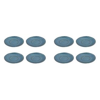 Leonardo Matera Unterteller 4-er Set, sp&uuml;lmaschinengeeignete Steingut-Unterteller f&uuml;r Matera Tassen, 4 Keramik-Untertassen, blau, &Oslash; 15 cm, 018592 (Packung mit 