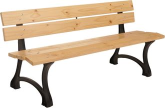 Mendler Gartenbank HWC-O20, Sitzbank Parkbank Holzbank 3-Sitzer, Gusseisen Holz Kiefer, 170cm - Hellbraun