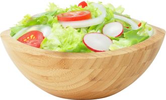 Relaxdays Salatsch&uuml;ssel, Bambus, oval, HxBxT: 10 x 25 x 23 cm, Serviersch&uuml;ssel f&uuml;r Salat, Snacks, Obstschale, Natur