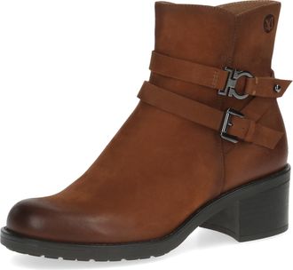 Caprice Damen Stiefeletten mit Absatz Memotion aus Leder Blockabsatz Weite G, Braun (Cognac Nubuc), 37 EU