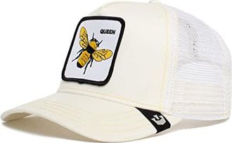 Goorin Brothers The Farm Casquette de camionneur réglable unisexe avec fermeture à pression, blanc, motif abeille (Queen Bee), taille unique, Taille unique