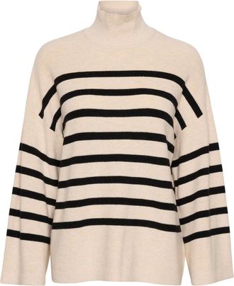 Inwear Femme, Pulls, Beige, Taille: 42 FR Pull à Rayures French Oak / Black