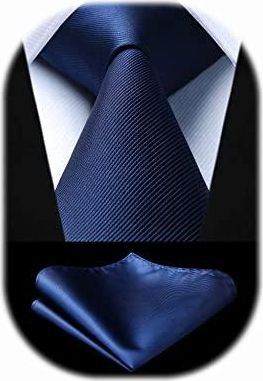 Hisdern Solide Bleu Marine Cravates pour Hommes Cravate de Mariage et Pochette Ensemble Cravates pour Hommes pour Fête Formelle Affaires Cravate Classique pou