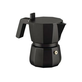 Alessi Moka DC06/3 B - Design Espressokocher aus Gußaluminium, Griff und Knopf aus PA, Schwarz, 3 Tassen