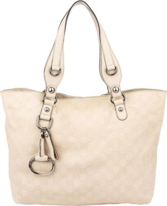 Gucci Crossbody Bags - Gucci Leather GG Monogram Horsebit Handbag - Gr. unisize - in Wei&szlig; - f&uuml;r Damen