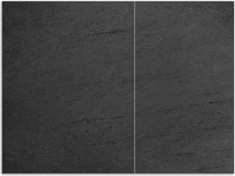 Wallario Herdabdeckplatte/Spritzschutz aus Glas, 2-teilig, 70x52cm mit 8 mm hohen F&uuml;&szlig;en, f&uuml;r Ceran- und Induktionsherde, Schwarze Schiefertafel Optik - Steinta