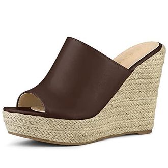 Allegra K Espadrille à Bout Ouvert pour Femmes Mules à Plateforme à Talons compensés Café 40