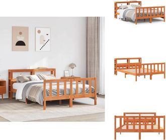 vidaXL Bettgestell mit Kopfteil ohne Matratze Wachsbraun 160x200 cm - Bettgestell - Bettgestelle - Bettrahmen - Bett