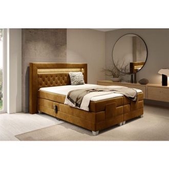 Fun Möbel Fun Moebel - Boxspringbett Elektrisch Bett armando 180x200cm in Stoff Fresh Senfgelb