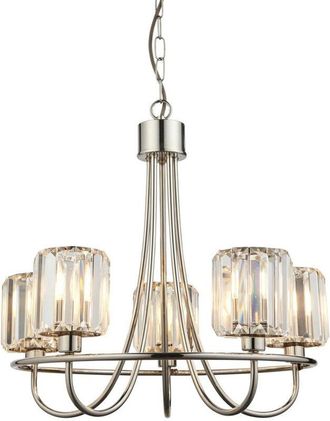 Endon Lighting Berenice Plafonnier suspendu &agrave; 5 bras multiples en verre, nickel brillant