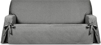 Eysa sofabezug mit Krawatten schmutzabweisender 3 sitzer grau Design Genna
