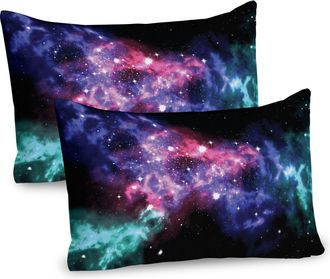 Abakuhaus Weltraum Kissenbezug Packung mit 2, Sterne Und Staubige Gaswolke Im Planetarische Magischen Kosmos Universum Druck, Dekorativer Standard Gedruckter Ki