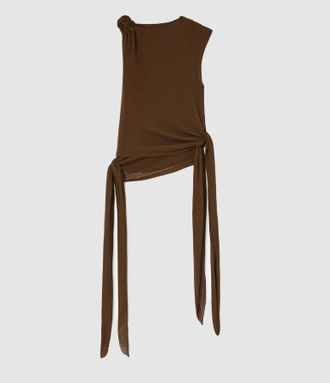 Ganni Top Marl Mesh Tie Knot Demitasse