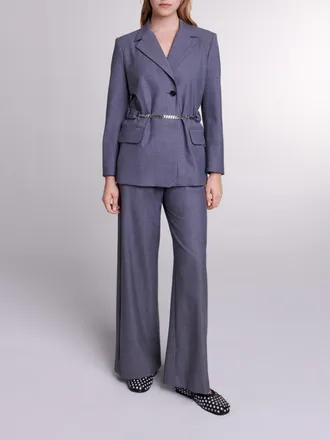 Maje Kost&uuml;mjacke Mit Ketteng&uuml;rtel - Grau - Gr&ouml;&szlig;e 38 - Maje