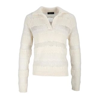 Fabiana Filippi Pull en Mohair Platine et Micro-Paillettes Ray&eacute; - Femme - Pulls - Beige - Taille: 36 FR