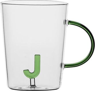 La Porcellana Bianca Tasse Buchstabe J aus Borosilikatglas, Fassungsvermögen 400 ml, Kollektion Allalettera