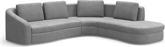 Cavadore Cavadore Ecksofa Jawa / Bodennahe Eckcouch mit Sofa 2,5-sitzig und Trapezecke rechtwinklig (90 Grad) / 303 x 88 x 274 / Flachgewebe, Grau