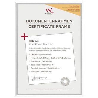 Walther Design Bilderrahmen silber 21 x 29,7 cm (DIN A4) mit Kunstglas Doppelpack, New Lifestyle Kunststoffrahmen KVX130SD