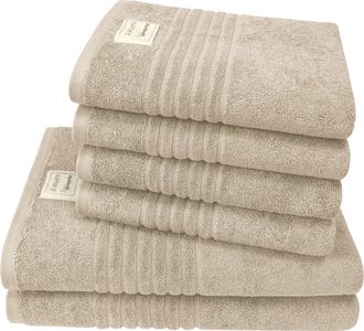 Dyckhoff 6-TLG Premium Bio Frottier Handtuch Set Nature, 4 Handt&uuml;cher (50x100cm) 2 Duscht&uuml;cher (70x140cm), GOTS Zertifiziert, Stein