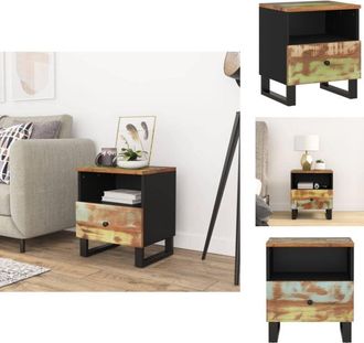 vidaXL Nachttisch Altholz Massiv & Holzwerkstoff - Industrieller Stil - Nachttisch - Altholz Tisch - Vintage Nachttisch - Wohnzimmer Dekoration