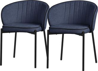 ML Design ML-Design Esszimmerst&uuml;hle 2er Set Dunkelblau, K&uuml;chenst&uuml;hle mit Stoffbezug & Metallbeinen, Wohnzimmerstuhl mit R&uuml;ckenlehne, Polsterst&uuml;hle f&uuml;r Esszimmer
