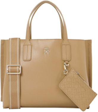 Tommy Hilfiger Damen Tote Bag Tasche Distinct Mini Klein, Beige (Safari Canvas), Einheitsgr&ouml;&szlig;e