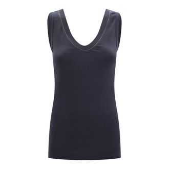 Brunello Cucinelli Femme, Tops, Bleu, Taille: 40 FR D&eacute;bardeur c&ocirc;tel&eacute;