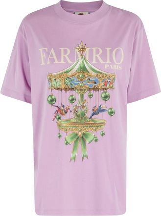 Farm Rio Farm Rio, Femme, Tops, Violet, Taille: 36 FR Paris Carousel Relaxed T-Shirt
