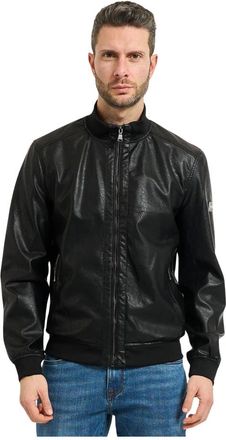 Yes-Zee YES Zee, Homme, Vestes, Noir, Taille: XL Veste en Similicuir &agrave; Col Montant