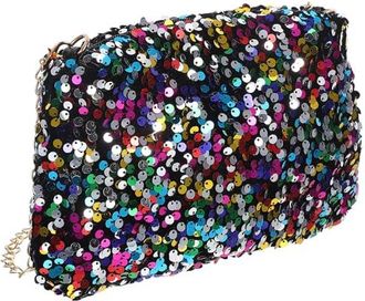 Holibanna ifundom Petit Paquet Bandouli&egrave;re &agrave; Paillettes Multicolore avec Cha&icirc;ne Dor&eacute;e Taille Unique Mini Pochette Scintillante pour Femmes Soir&eacute;e Mariage Bal Pa