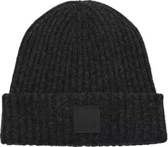 Marc Jacobs Dunkle Gerippte Wollm&uuml;tze mit Logo - - Accessories - unisex - Grau - ONE SIZE