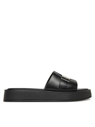 Calvin Klein Pantoletten Flatform Slide W/Ck Hw - Lth HW0HW02368 Schwarz