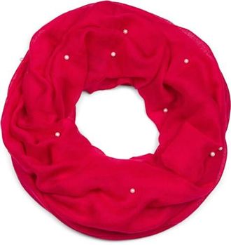 styleBREAKER &Eacute;charpe l&eacute;g&egrave;re unie d&eacute;cor&eacute; de perles, foulard, ch&acirc;le, femmes 01016168, couleur:Rouge