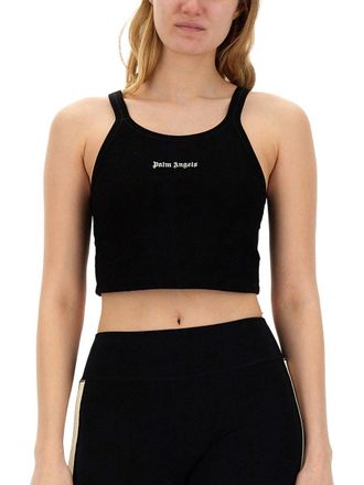 Palm Angels Logo-Print Cotton T-Shirt - Black