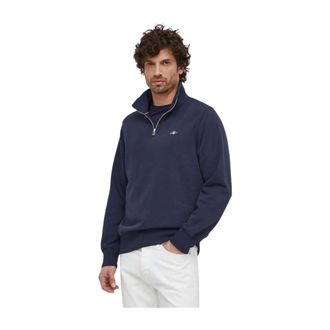 GANT Homme, Sweatshirts et sweats &agrave; capuche, Bleu, Taille: S SweaT-shirt Half-Zip Shield