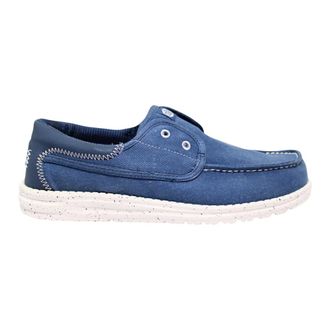 Hey Dude Wally Cru Stretch Canvas - Homme - Chaussures - Bleu - Taille: 42 EU