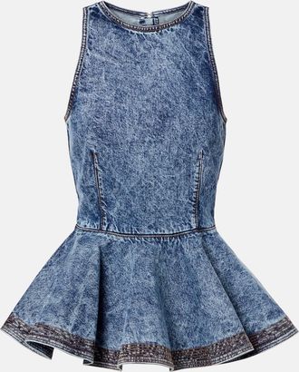Alaia Ala&iuml;a Top aus Denim
