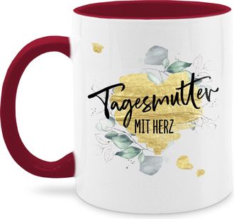 Shirtracer Tasse Tassen 325ml - Job & Beruf Geschenk - Tagesmutter mit Herz - 325 ml - Bordeauxrot - beste spr&uuml;che arbeit abschied kaffeetasse danke geschenke zu