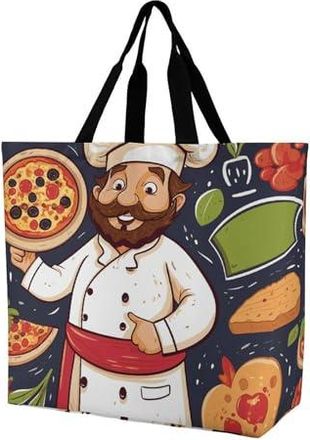 Generic Chef Pizza Sac Fourre-Tout D&eacute;contract&eacute; Tote Bag R&eacute;utilisable Sac A Main Femmes Pour Gym Quotidienne Voyage