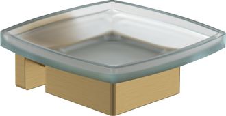 Villeroy & Boch Elements - Striking Seifenschale, Seifenablage f&uuml;r Wandmontage, Seifenhalter aus satiniertem Glas mit Halterung aus Messing, eckig, Brushed Gold