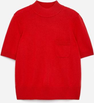 Arket Pullover Aus Merinowolle Mit Kurzen &Auml;rmeln -Rot