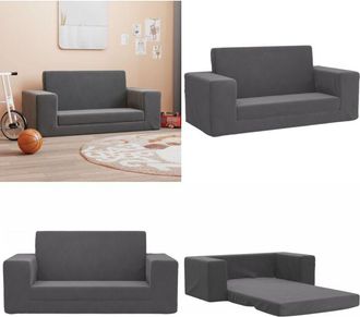 vidaXL Vidaxl - Kinder-Schlafsofa 2-Sitzer Anthrazit Weicher Pl&uuml;sch - Kinder-Sofa - Kindercouch - Schlafsofa - Kuschelbett - Spielplatz - Home & Living
