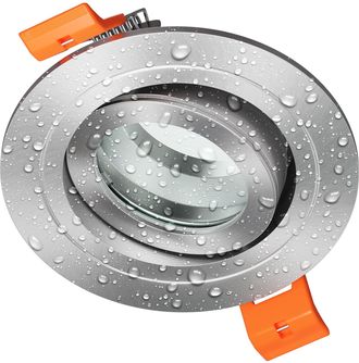 LEDs Com Bad-Deckeneinbaurahmen ERID, Feuchtraum, Badezimmer, IP44, rund, schwenkbar, aluminium matt