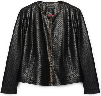 Fiorella Rubino Femme, Vestes, Noir, Taille: 44 FR Blouson de motard avec matelassage losanges