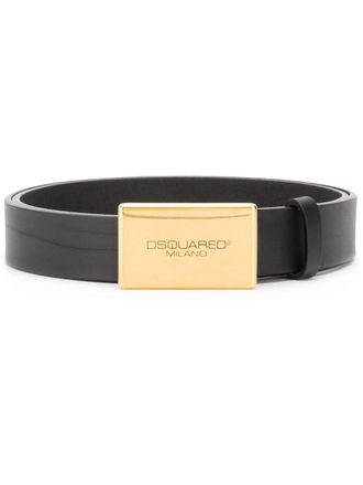 Dsquared2 ceinture &agrave; boucle logo grav&eacute;e - Noir